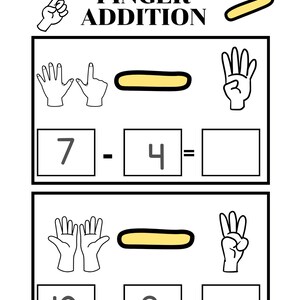 Counting Fingers Number Cards 1-10/ Fingers Addition and Subtraction ...