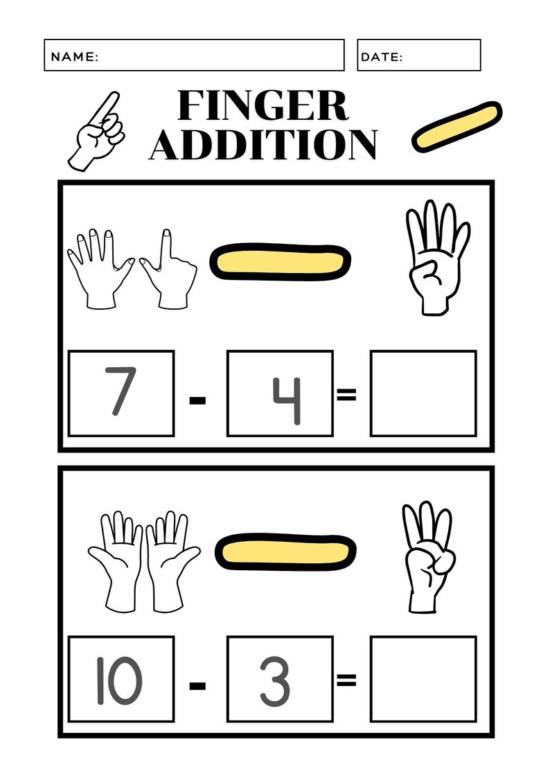 Counting Fingers Number Cards 1-10/ Fingers Addition and Subtraction ...