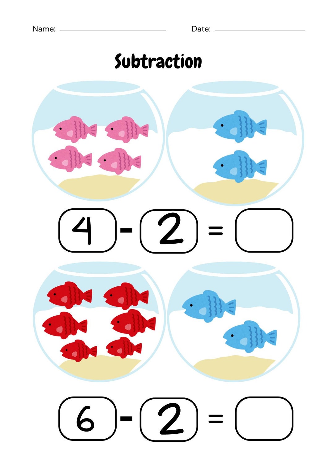 Fish Counting Printable Kindergarten Addition Worksheets, Picture ...