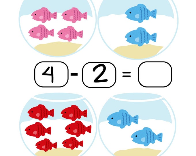 Addition With Pictures Sum up to 20 Worksheets - Adding Fish Bowls ...