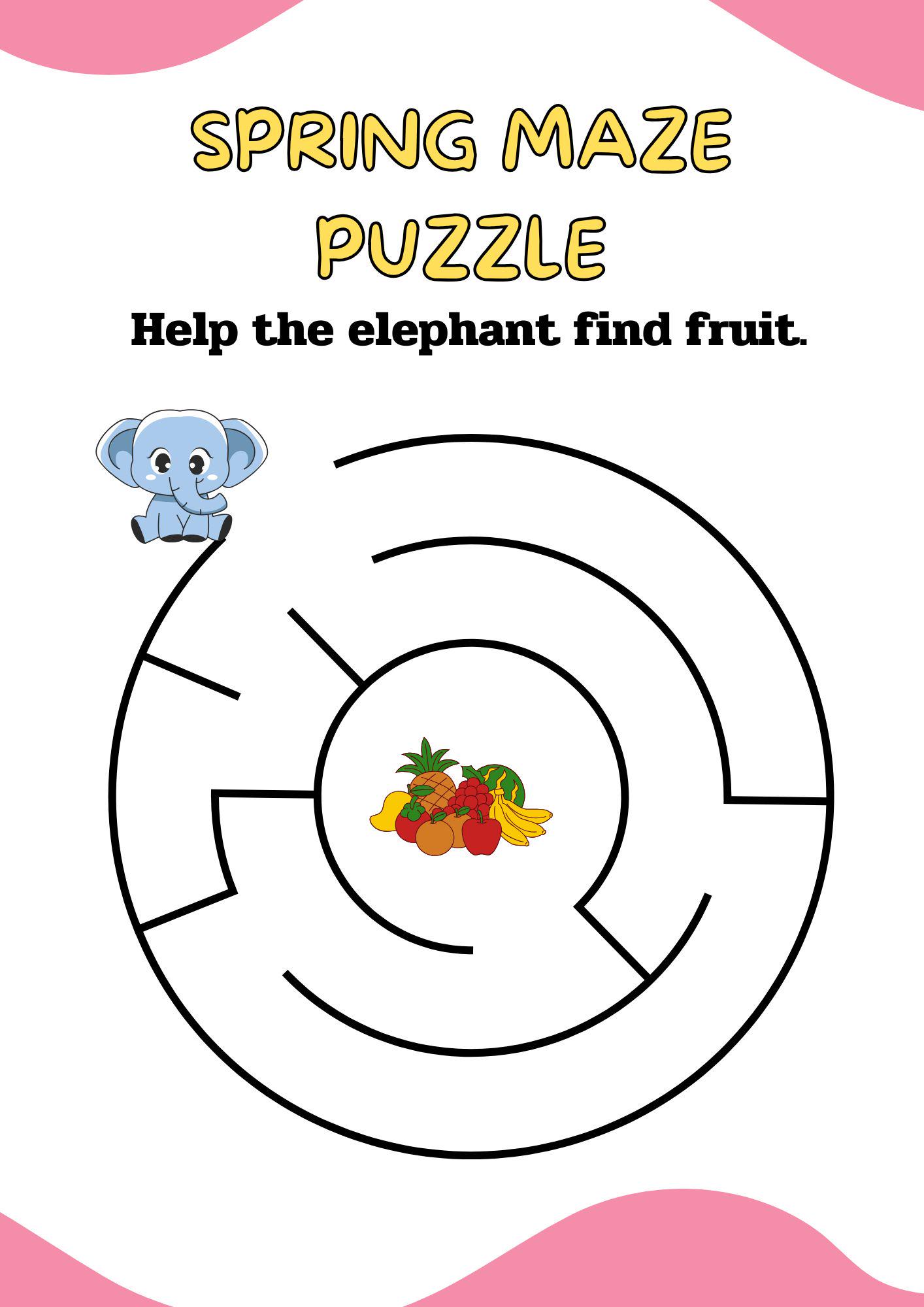 17 Printable Spring Maze PUZZLE Worksheets for Kindergarten ...