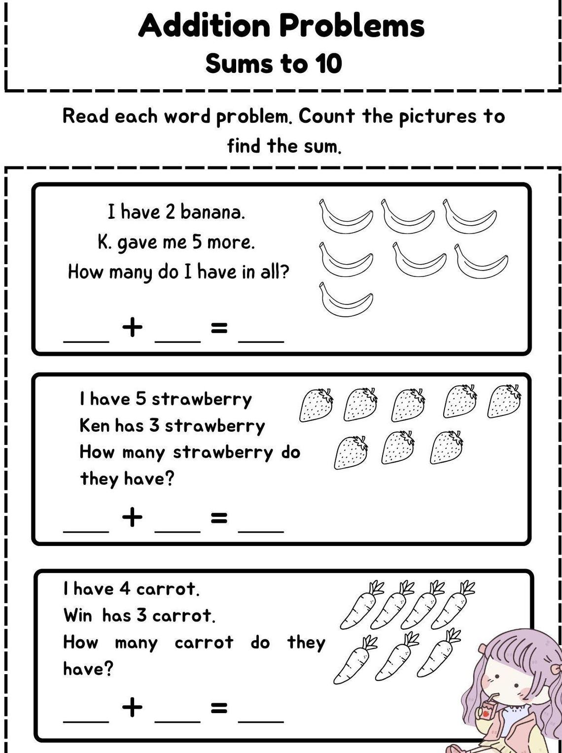 1st Grade Word Problems, Math Word Equations 2nd Grade,math Worksheet ...