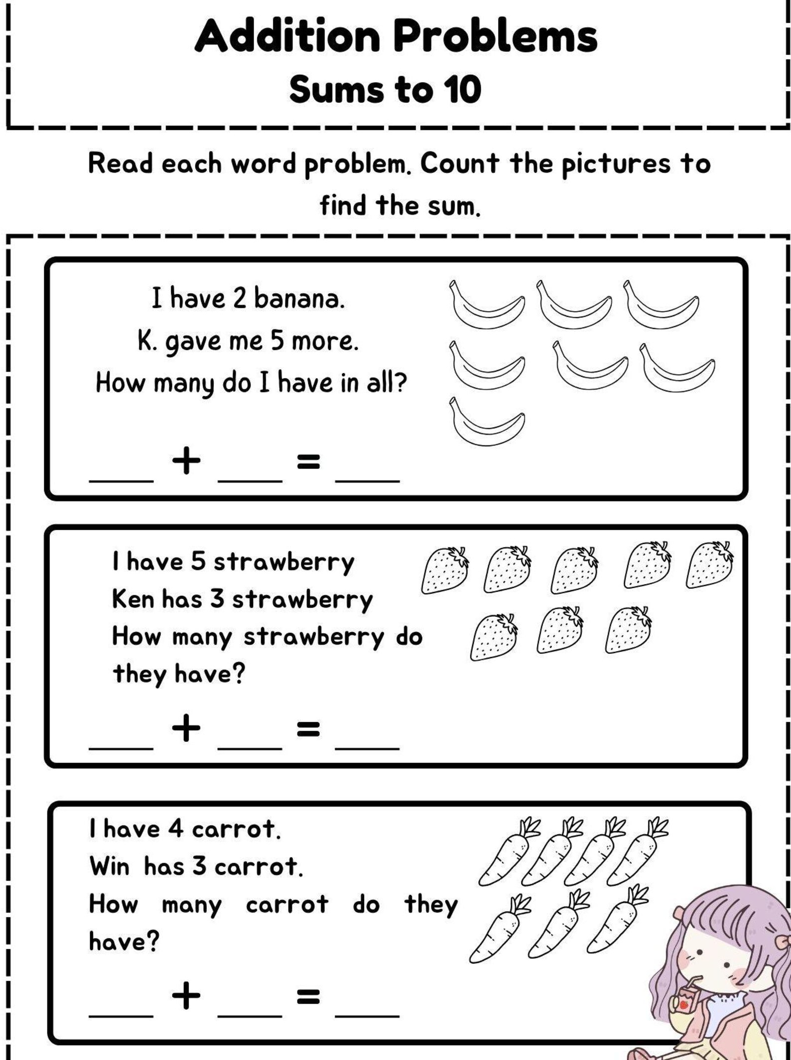 1st Grade Word Problems, Math Word Equations 2nd Grade,math Worksheet ...