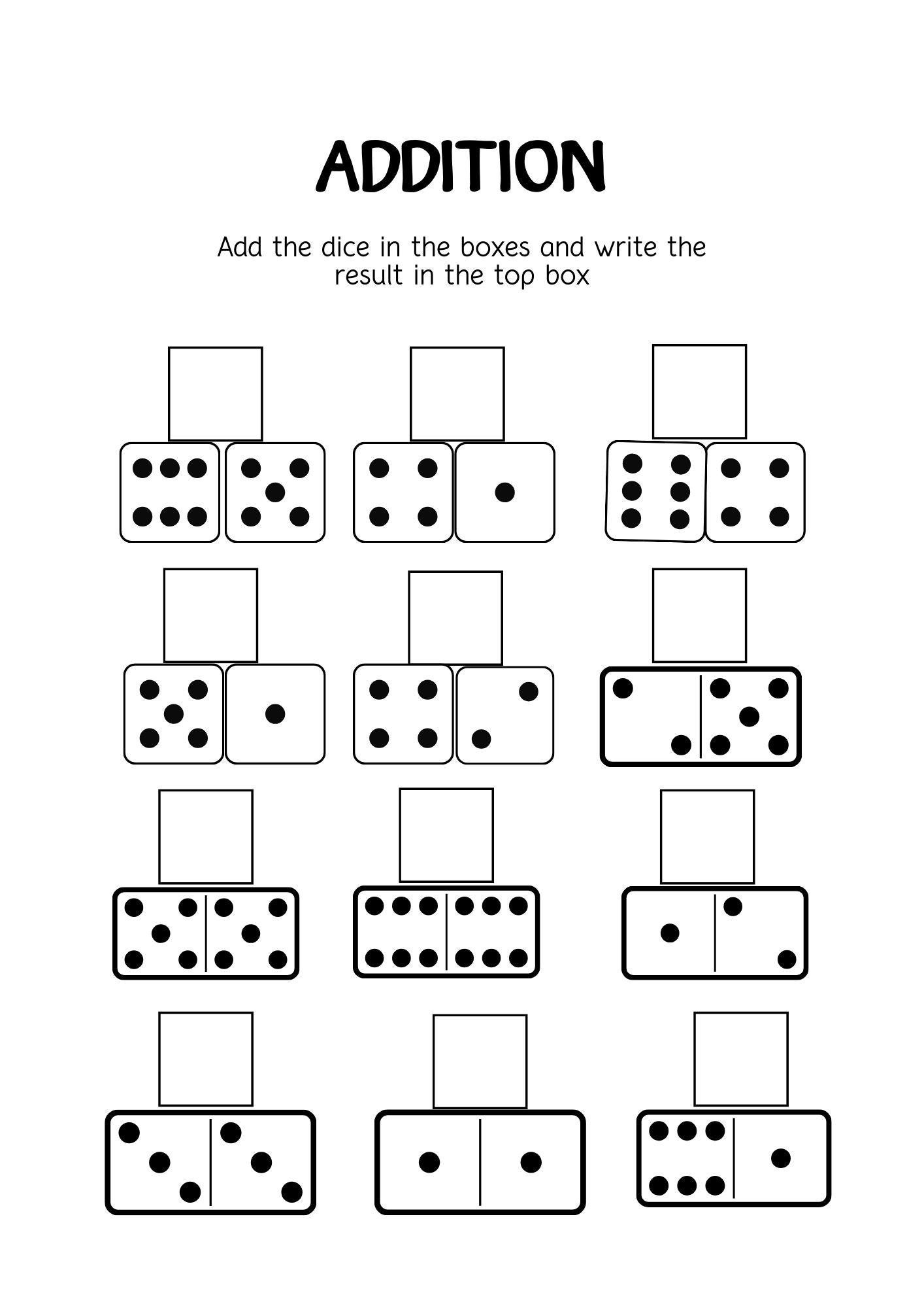 20 Printable Domino Addition Worksheets | 1st Grade & Kindergarten Math ...
