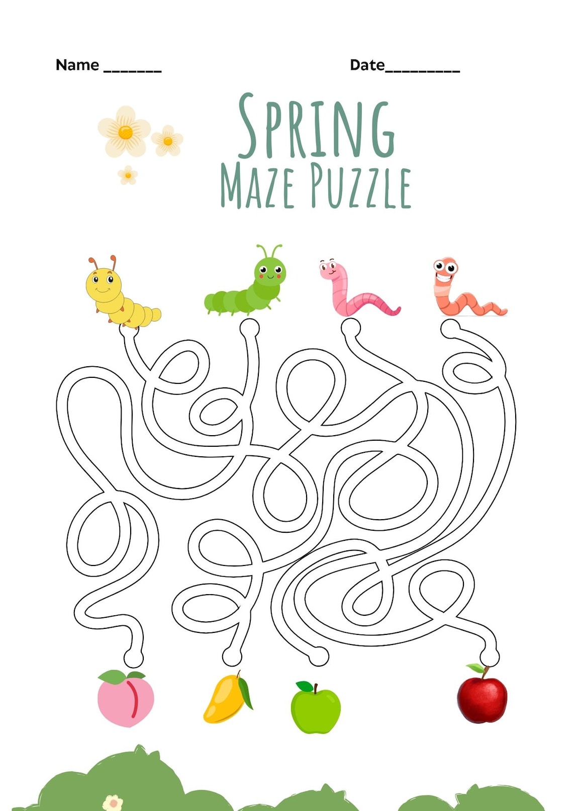 24 Printable Spring Maze Puzzle Worksheets for Kindergarten ...
