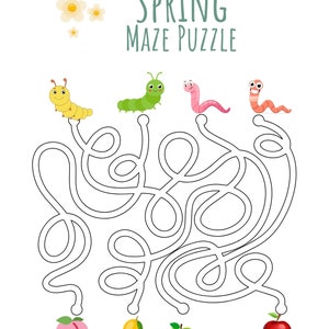 24 Printable Spring Maze Puzzle Worksheets for Kindergarten ...