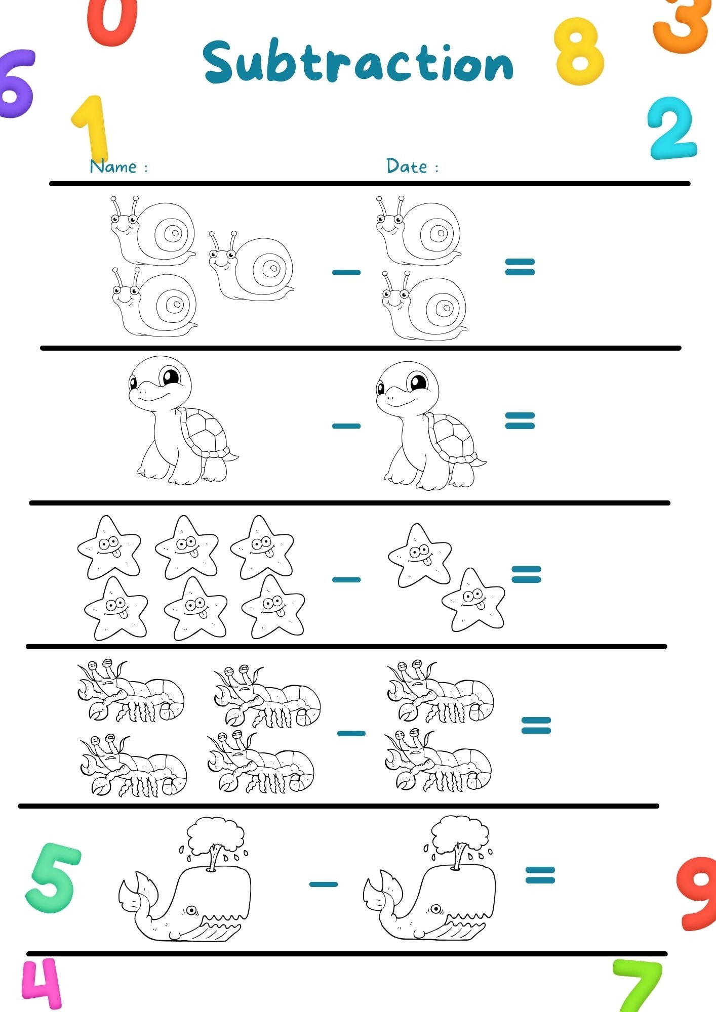 20 Picture Addition & Subtraction Worksheets: Preschool Homeschool ...