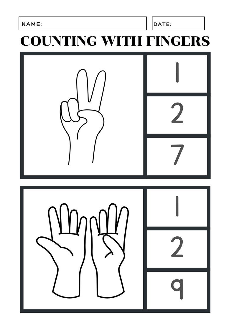 Counting Fingers Number Cards 1-10/ Fingers Addition and Subtraction ...