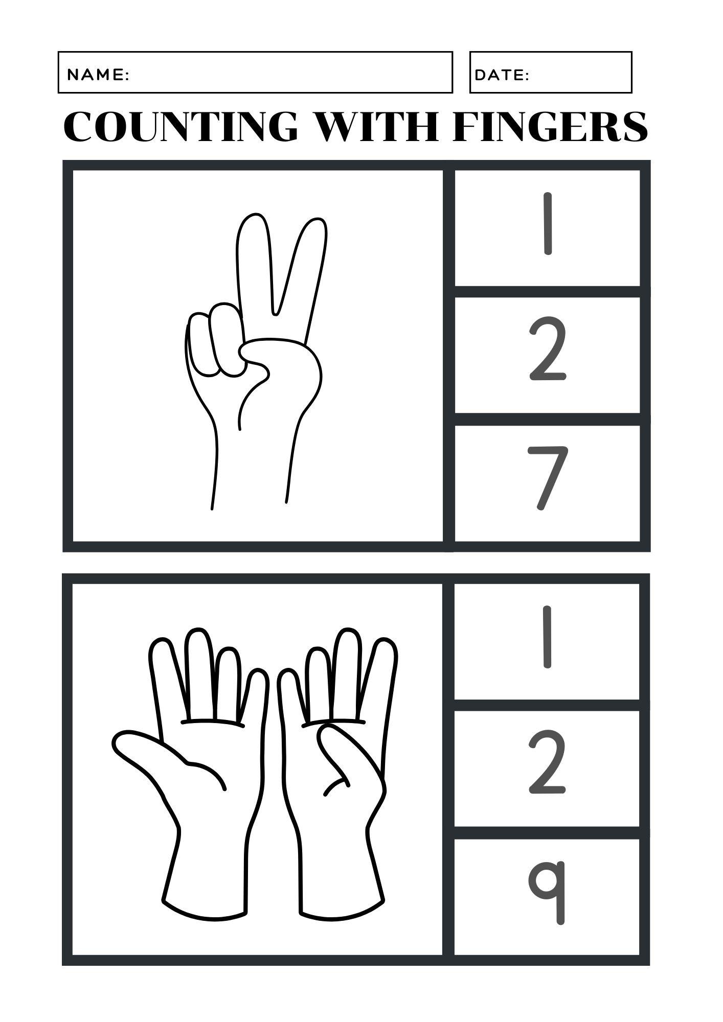 Counting Fingers Number Cards 1-10/ Fingers Addition and Subtraction ...