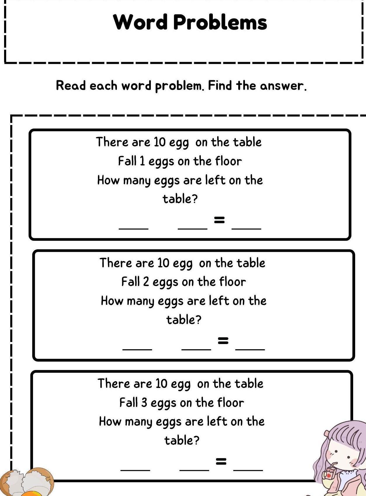 1st Grade Word Problems, Math Word Equations 2nd Grade,math Worksheet ...