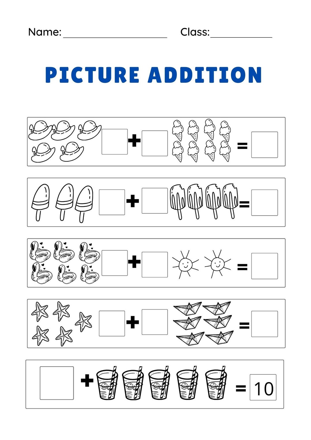20 Printable Kindergarten Addition Worksheets, Picture Addition and ...