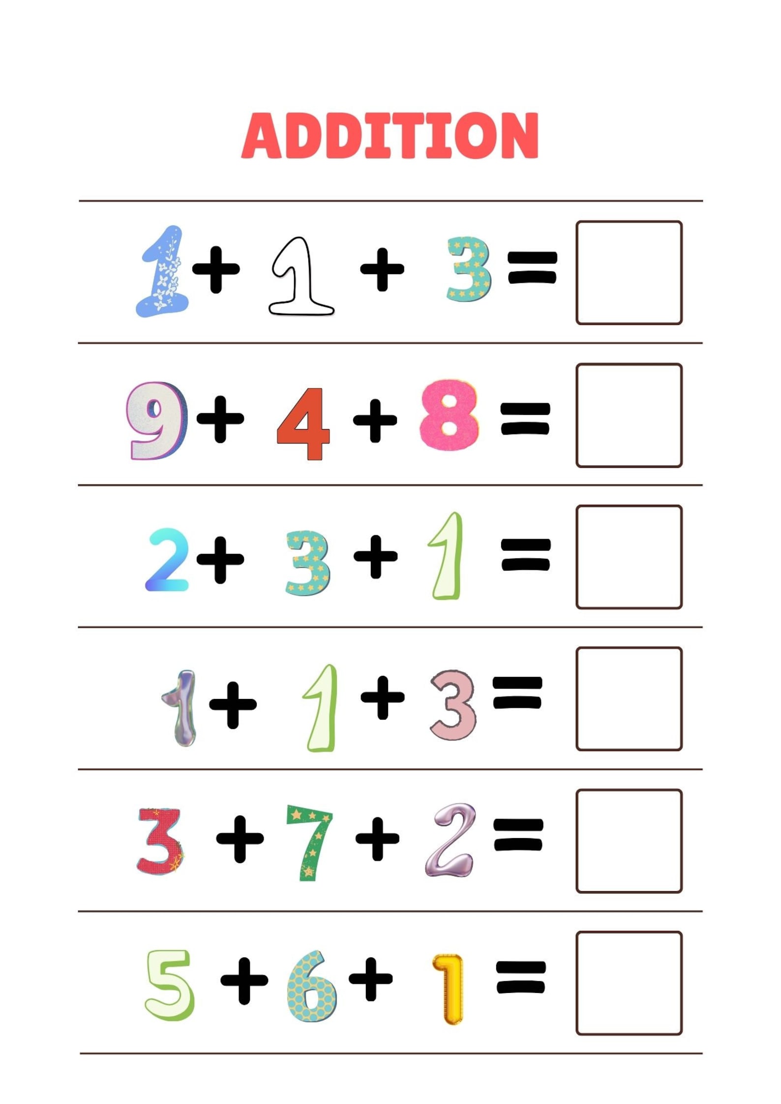 20 Printable Kindergarten Addition Worksheets, Picture Addition and ...