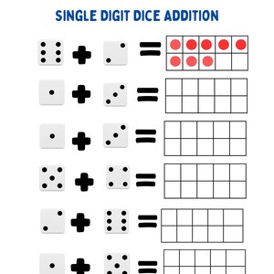 Ten Frame Addition Worksheets: Kindergarten Math (PDF) - Etsy