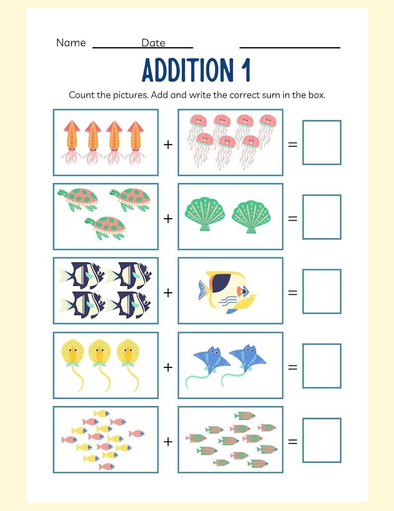 20 Printable Kindergarten Addition Worksheets, Picture Addition and ...