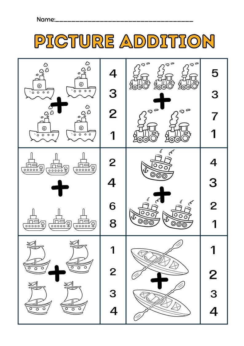20 Printable Kindergarten Addition Worksheets, Picture Addition and ...