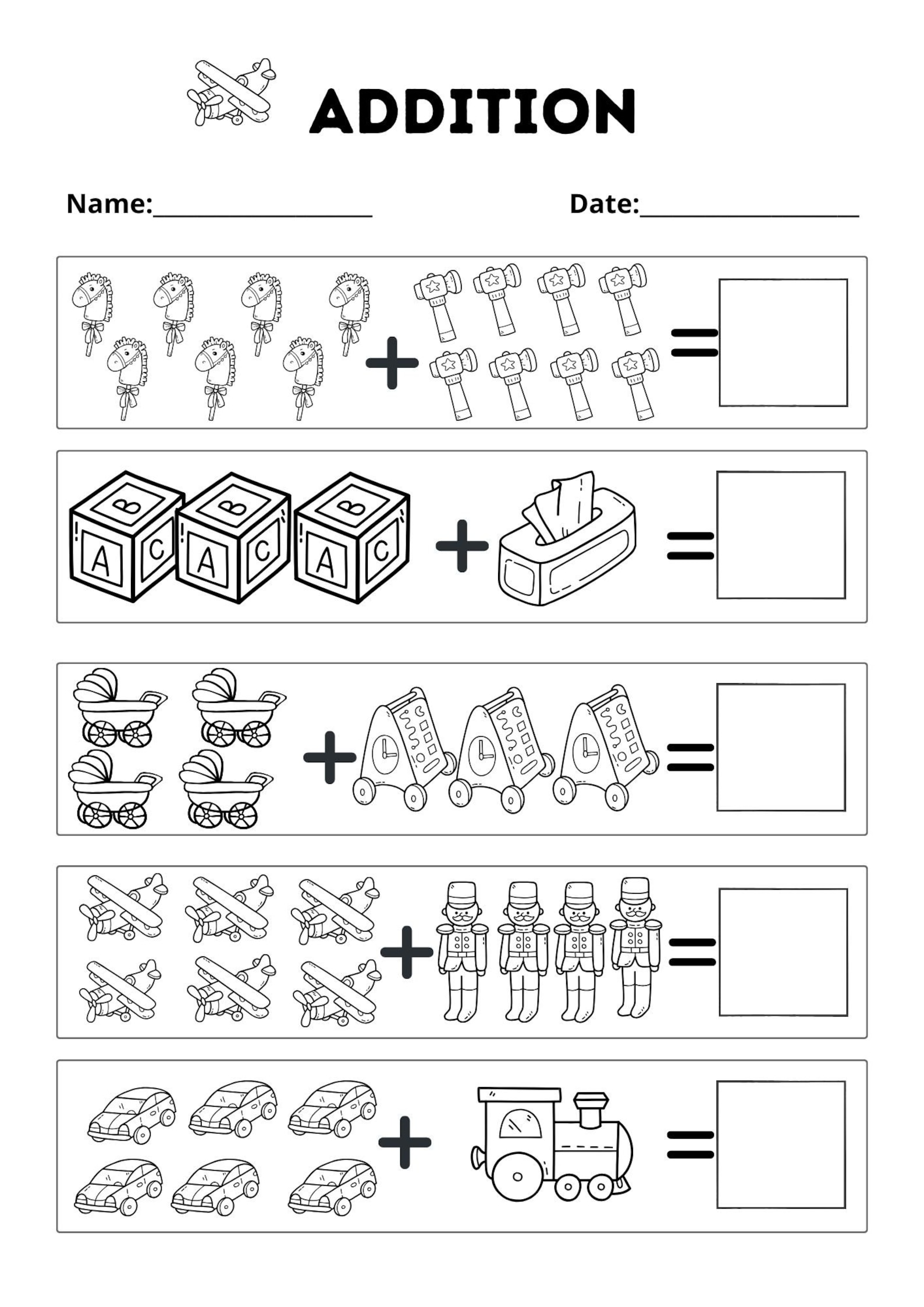 20 Printable Kindergarten Addition Worksheets, Picture Addition and ...