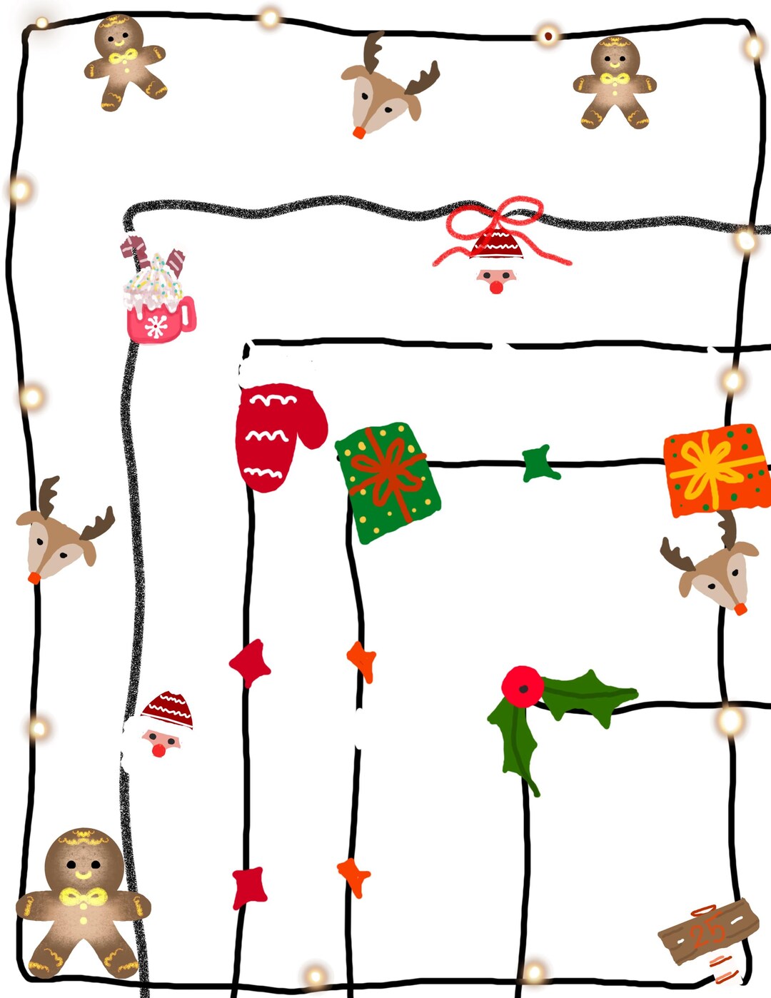 Christmas Doodle Borders Clip Art Frames (PNG) - Etsy