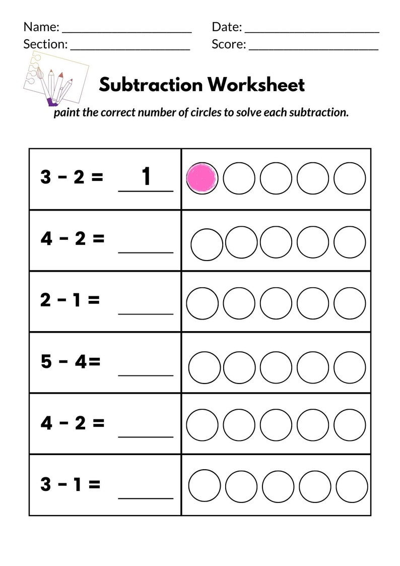 20 Kindergarten Math Worksheets: Picture Addition & Subtraction ...