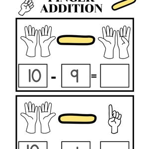 Counting Fingers Number Cards 1-10/ Fingers Addition and Subtraction ...