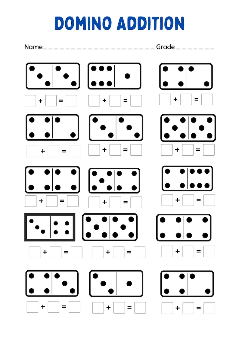20 Printable Domino Addition Worksheets | 1st Grade & Kindergarten Math ...