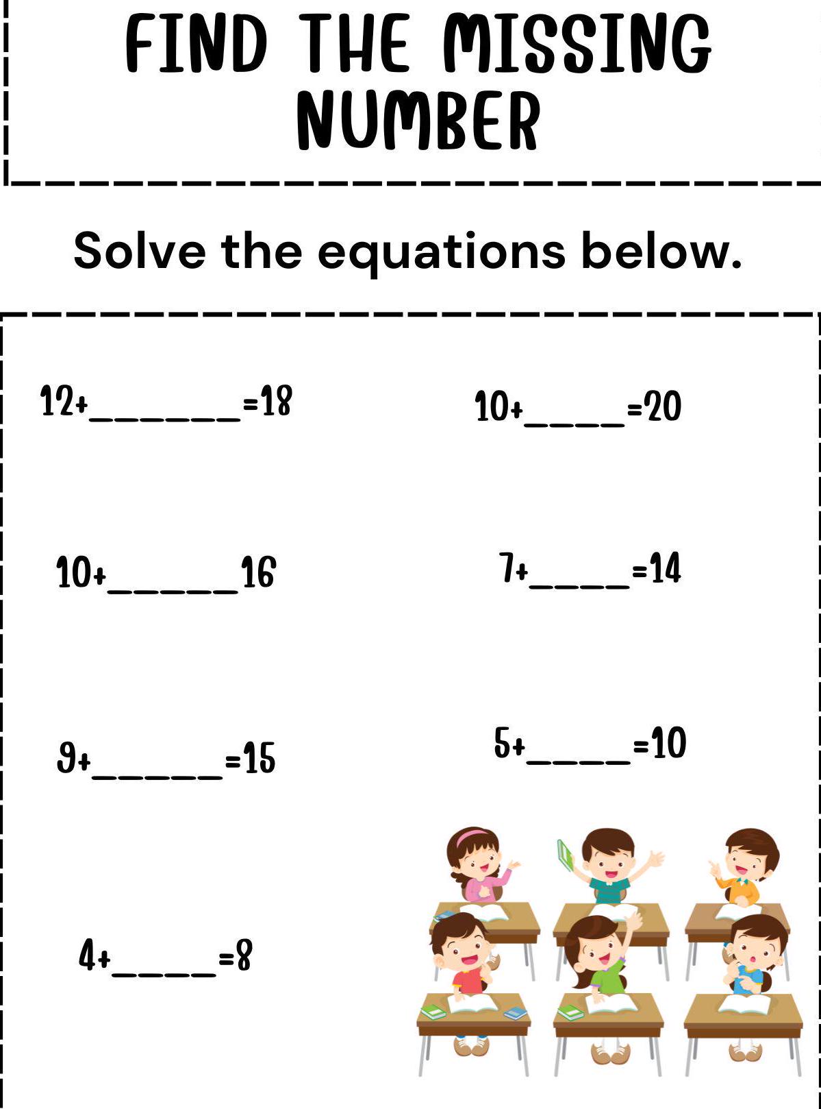 Hoja De Trabajo De Sumandos Faltantes, Segundo Grado