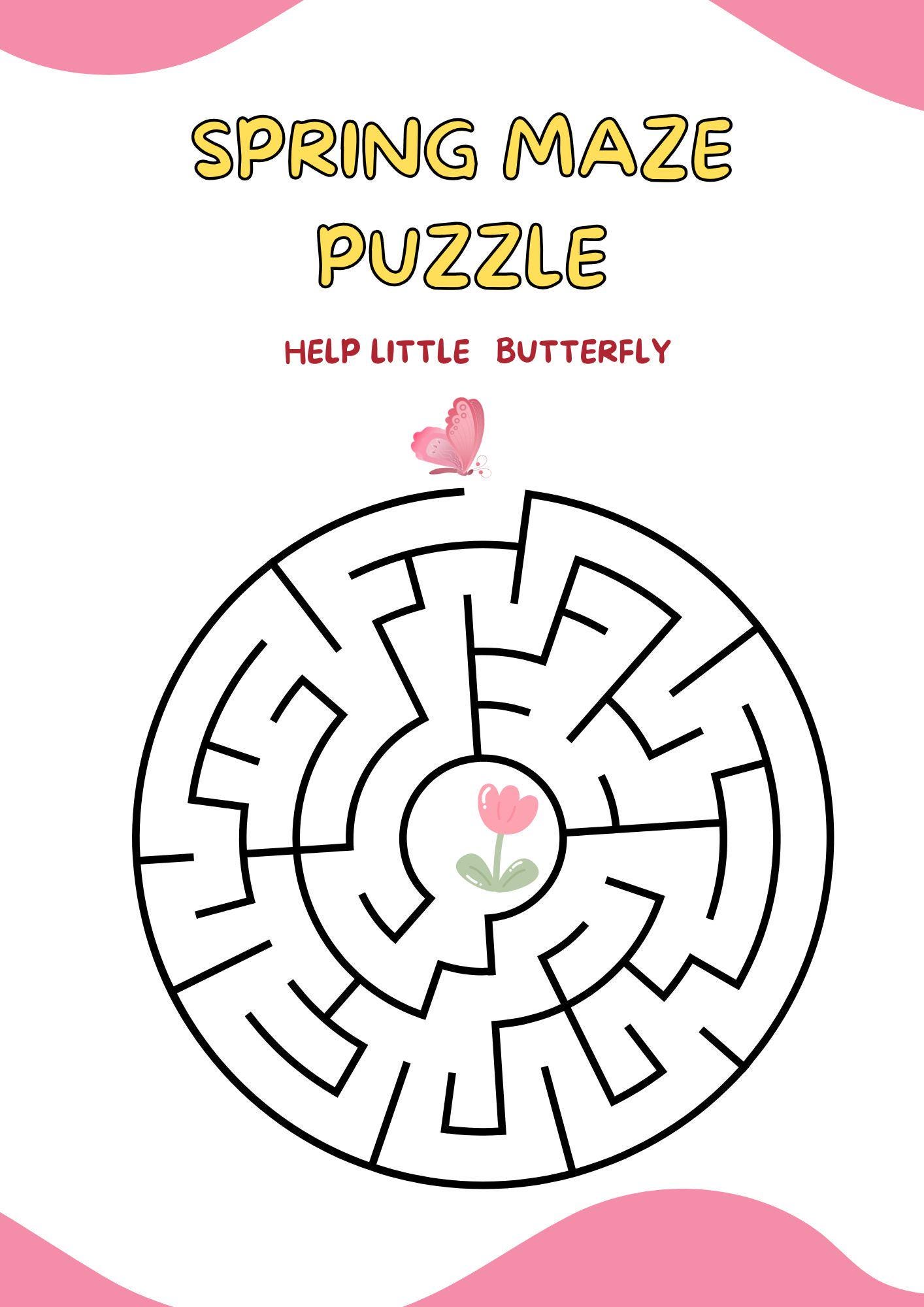 17 Printable Spring Maze PUZZLE Worksheets for Kindergarten ...