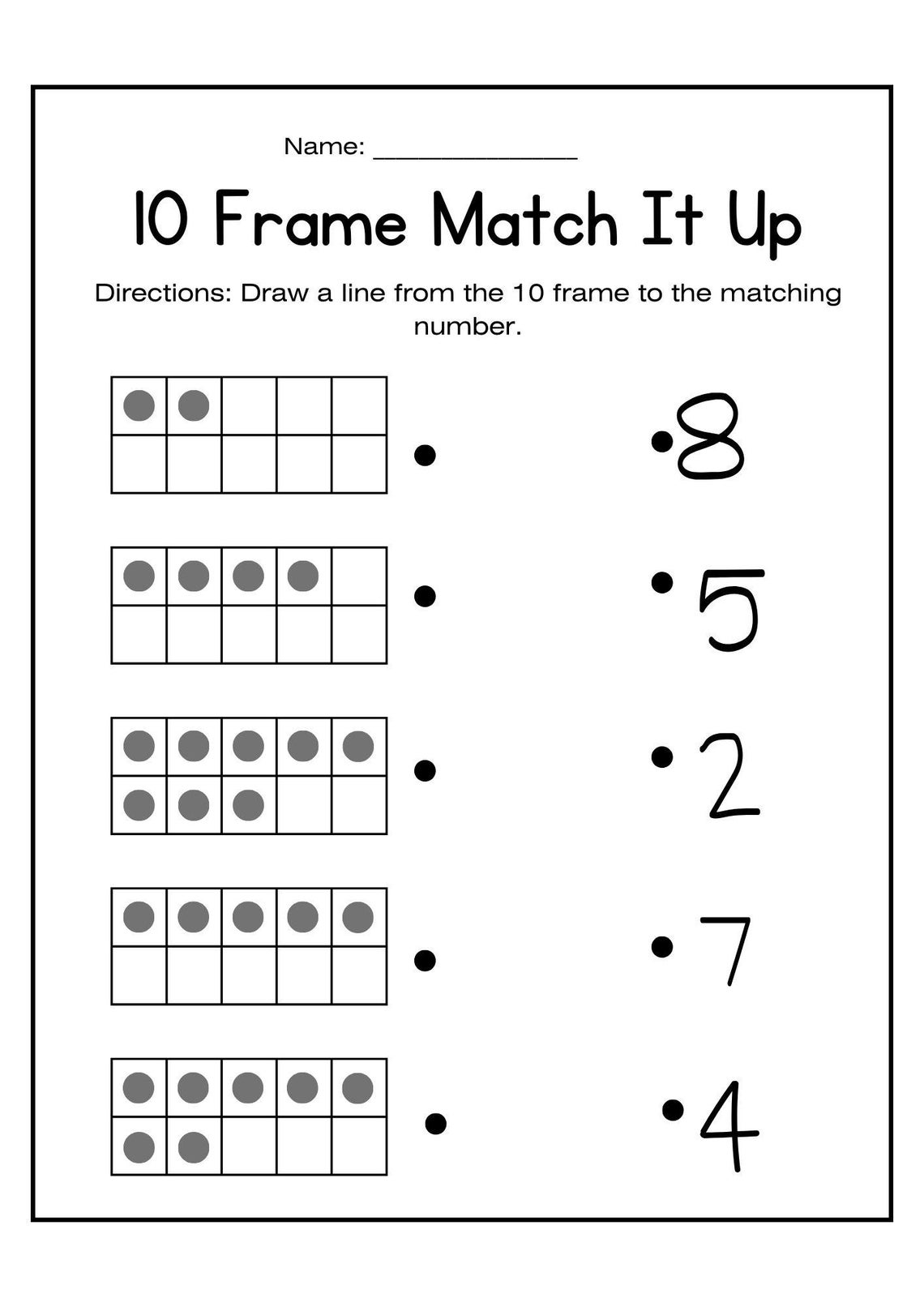 Ten Frame Addition Worksheets: Kindergarten Math (PDF) - Etsy