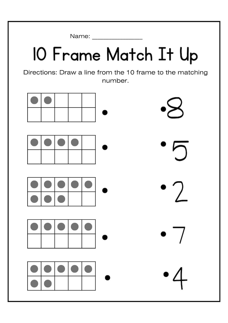 Ten Frame Addition Worksheets: Kindergarten Math (PDF) - Etsy
