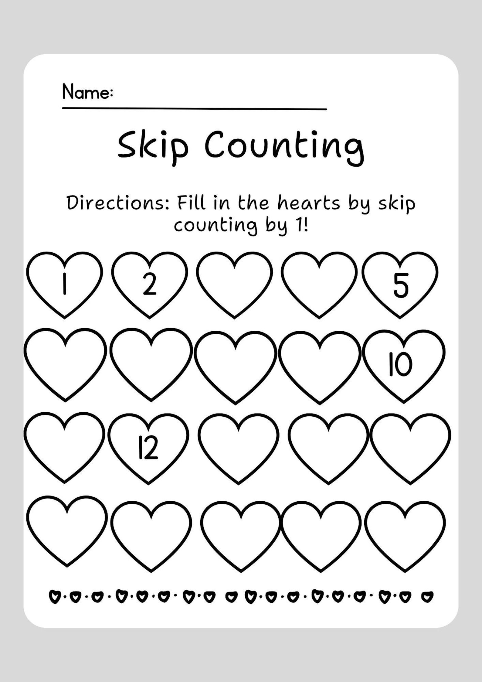 Skip Counting Worksheets, Kindergarten Missing Numbers, Count by 2, 5 ...