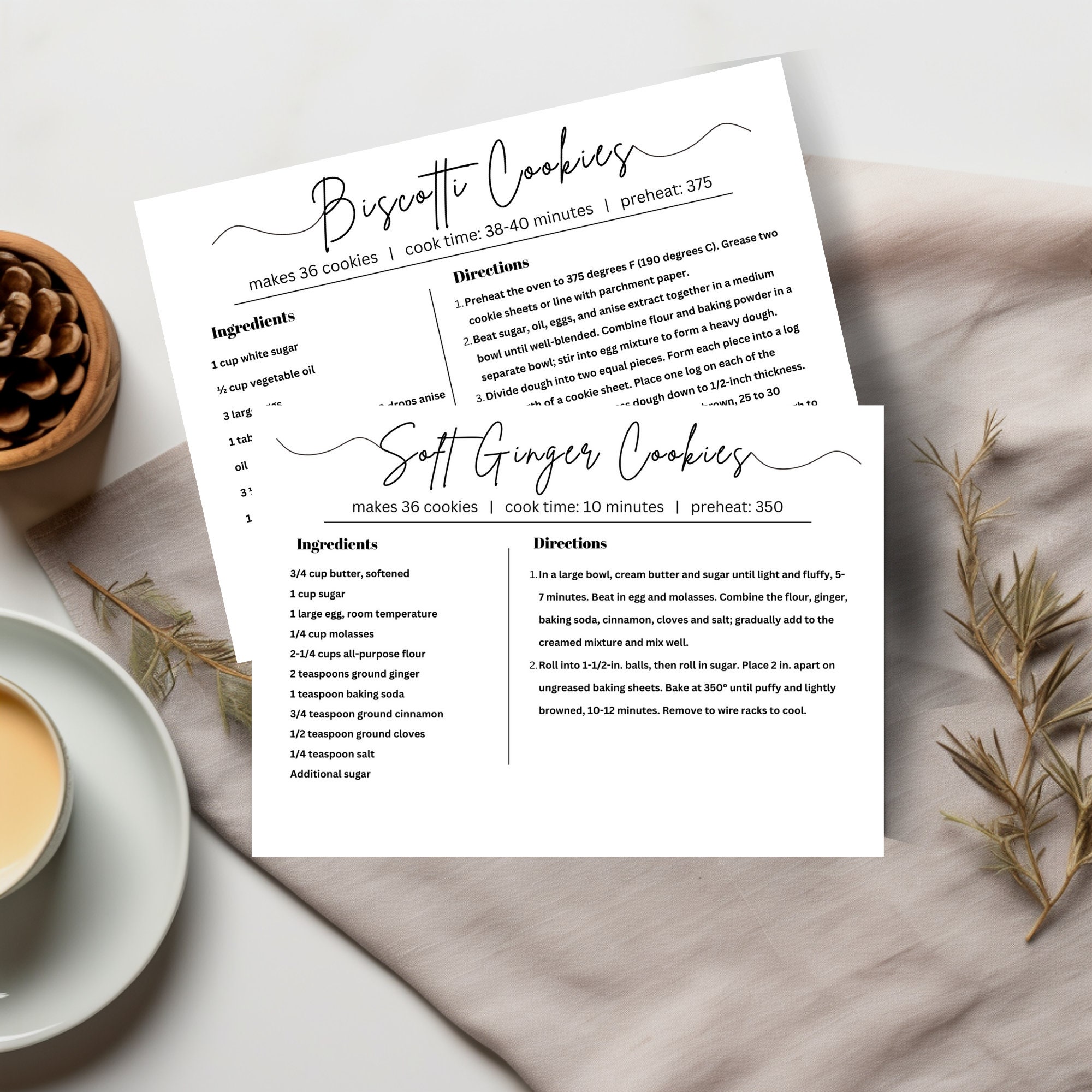 Digital Recipe Card Template in Canva Editable and Print at Home DIY ...