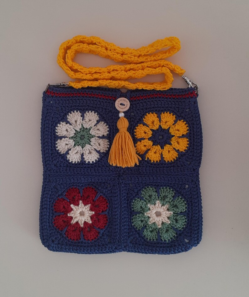 Crochet Crossbody Bag With African Floral Pattern - Colorful Bohemian ...