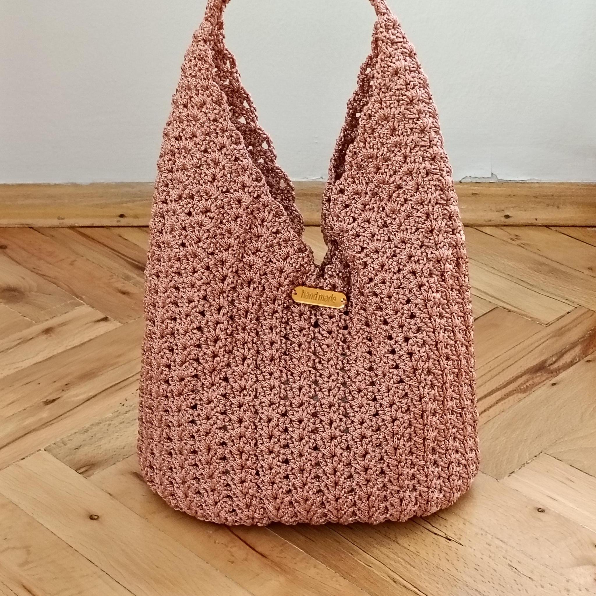 Salmon Crochet Shoulder Bag – Boho Mesh Tote, Handmade Summer Purse - Etsy