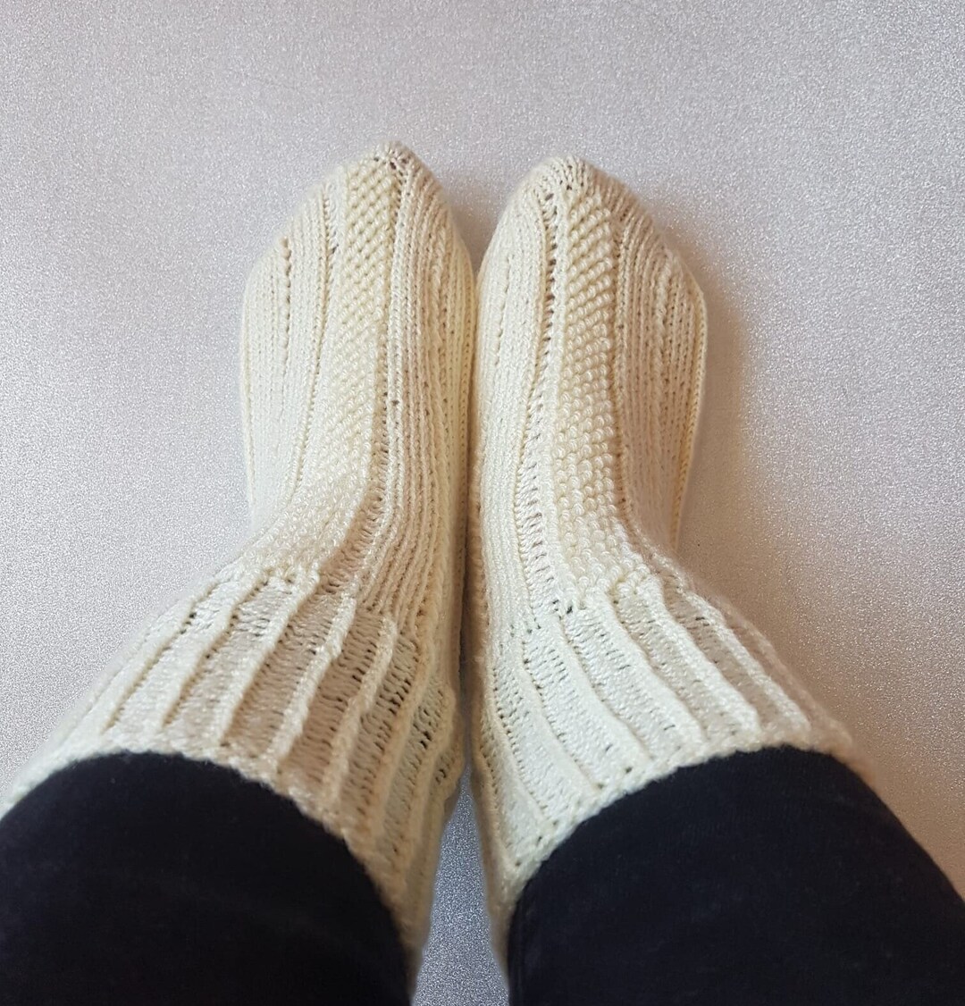 Adult Socks, Hand Knitted Women's Socks, Beige Wool Socks, Women's Home ...
