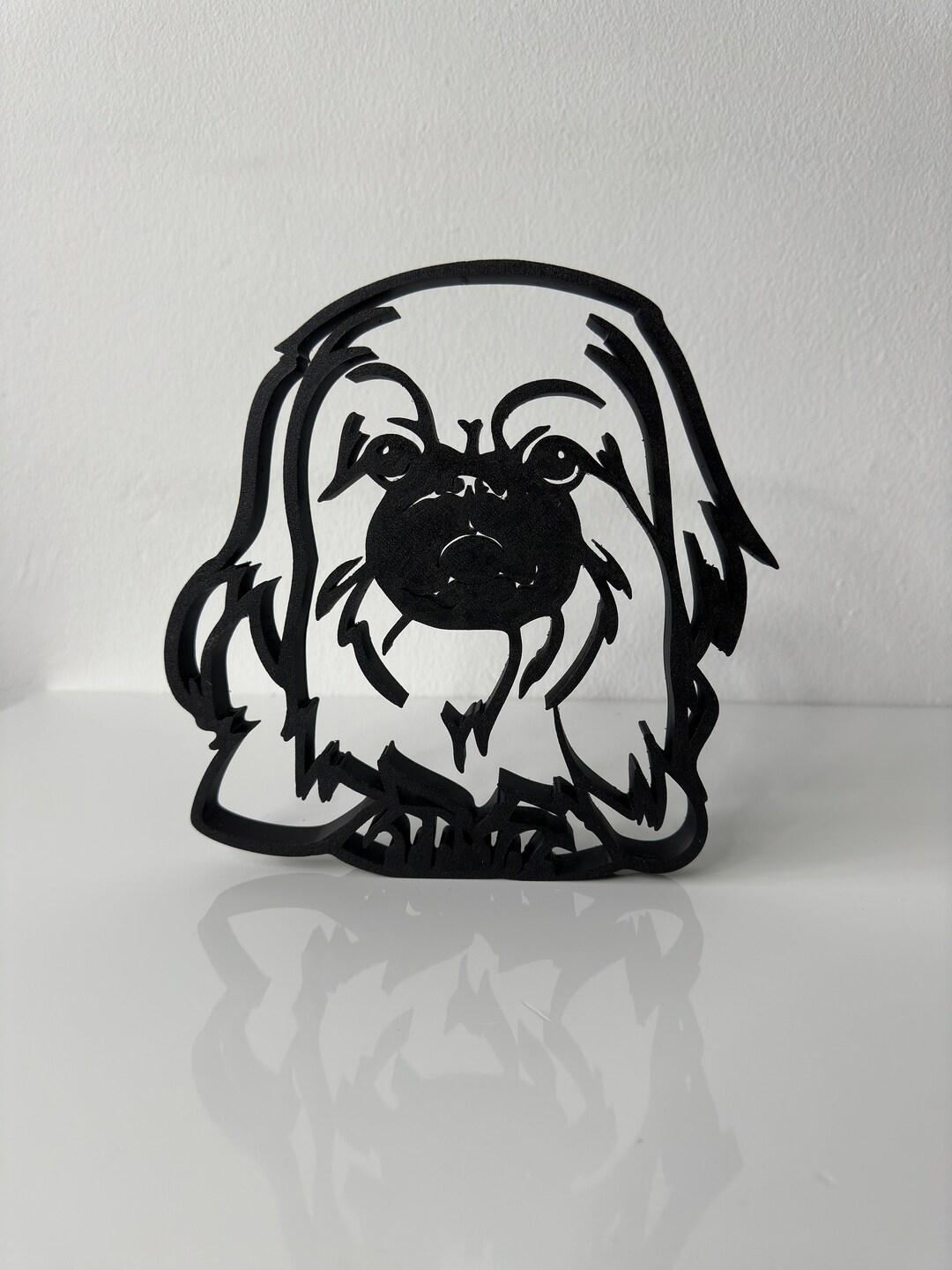 3D Printed Pekingese Sculpture: Minimalist Wireframe Dog Decor - Etsy