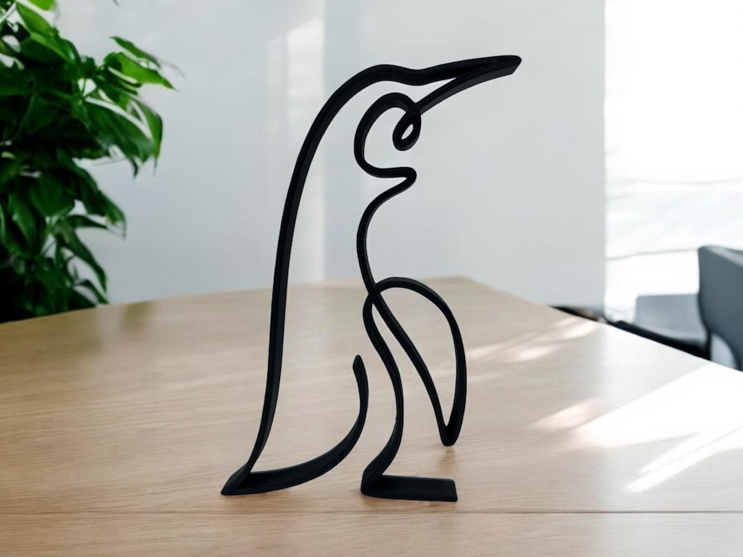 Penguin Decor, One Line Art Penguin, Home Decor Penguin, Shelf Stand ...