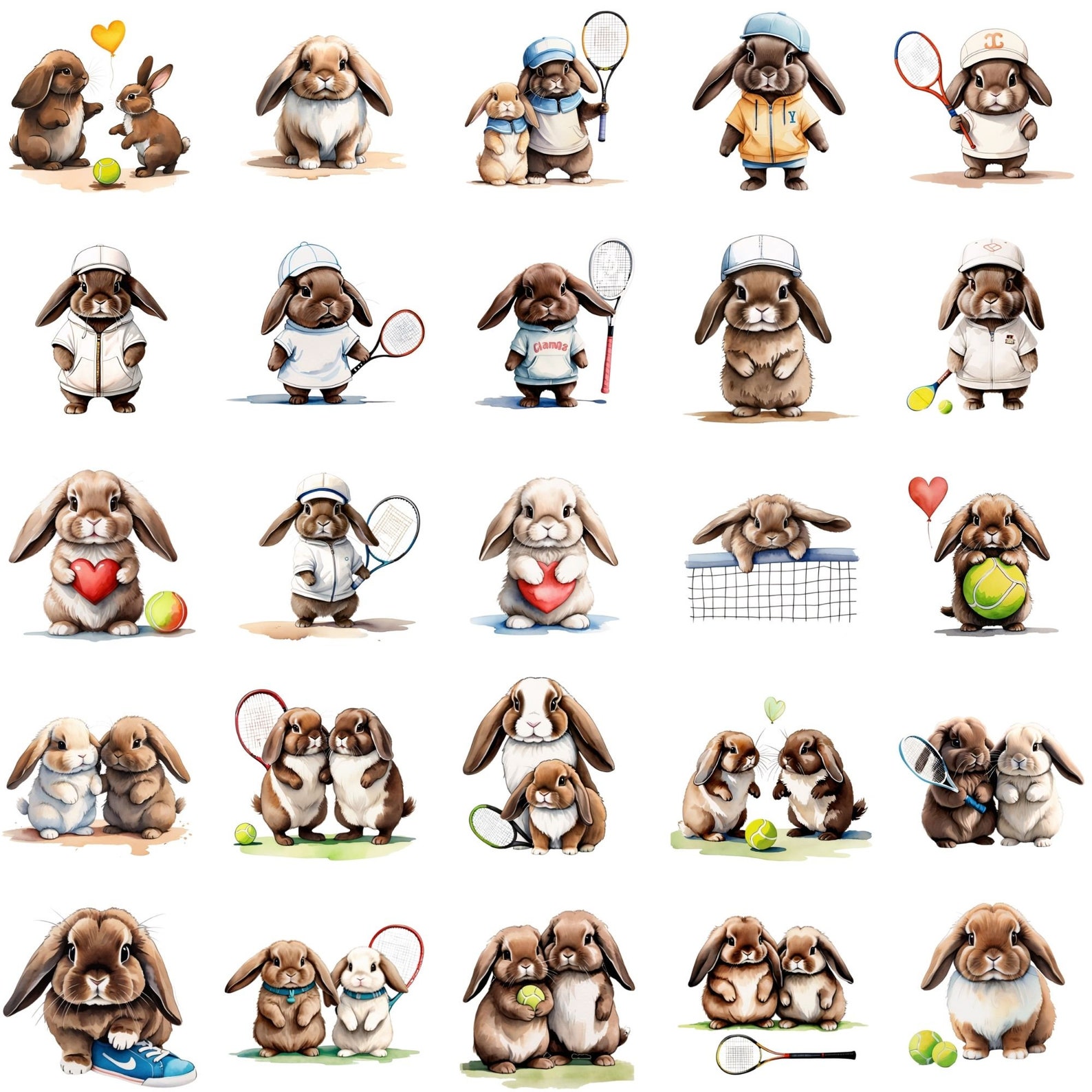 Rabbit Tennis Clipart Collection, Bunny Tennis Clipart, Sport Animal ...