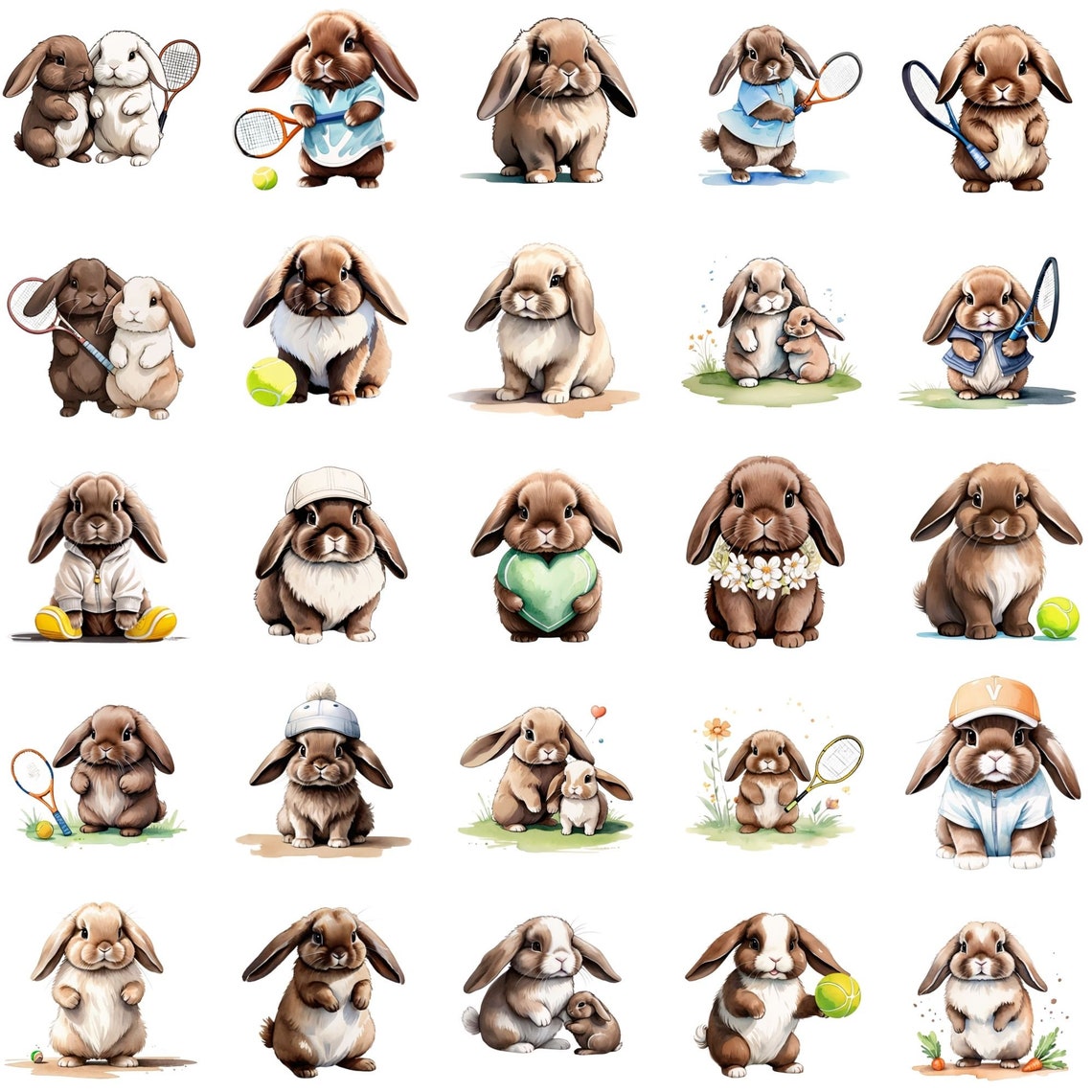 Rabbit Tennis Clipart Collection, Bunny Tennis Clipart, Sport Animal ...