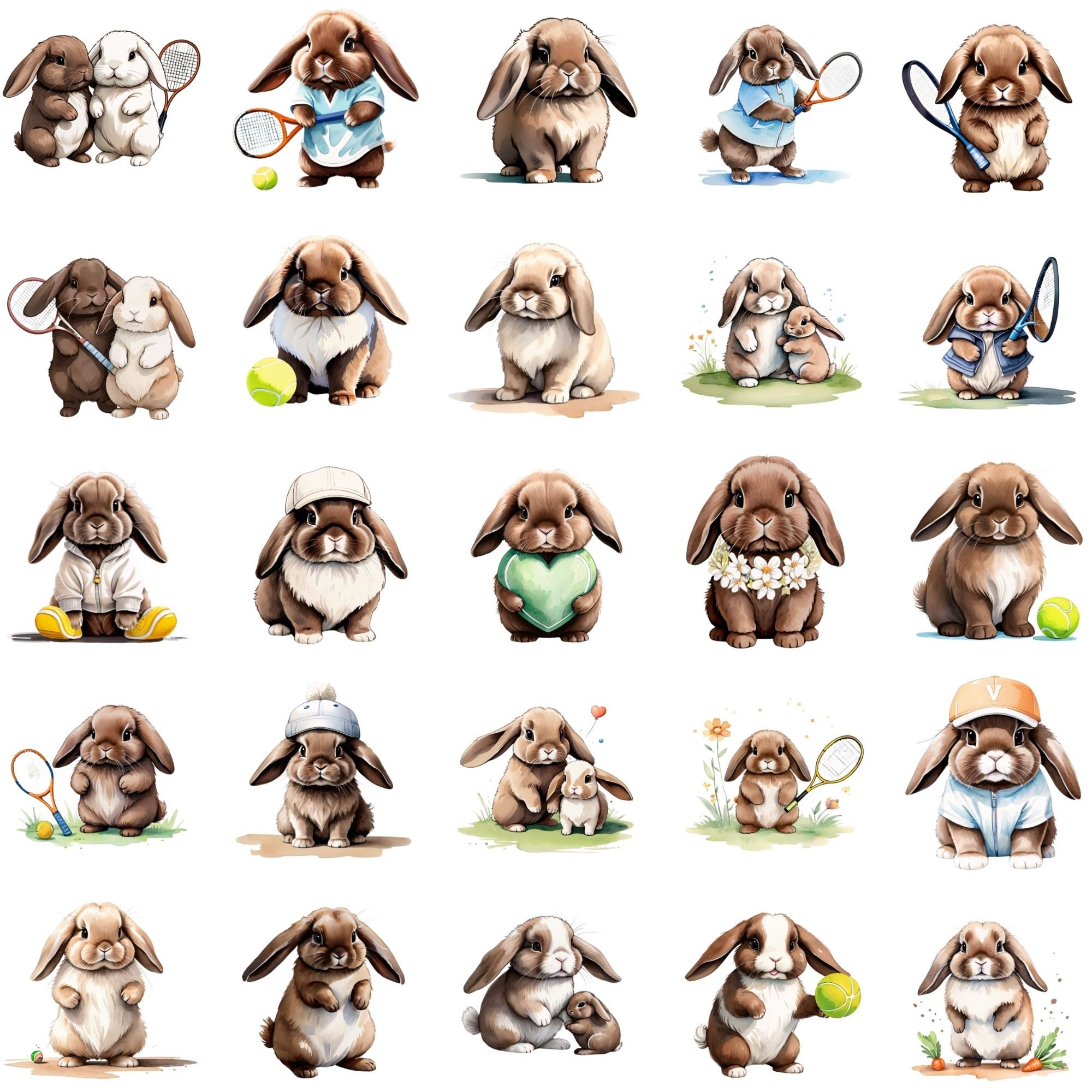 Rabbit Tennis Clipart Collection, Bunny Tennis Clipart, Sport Animal ...