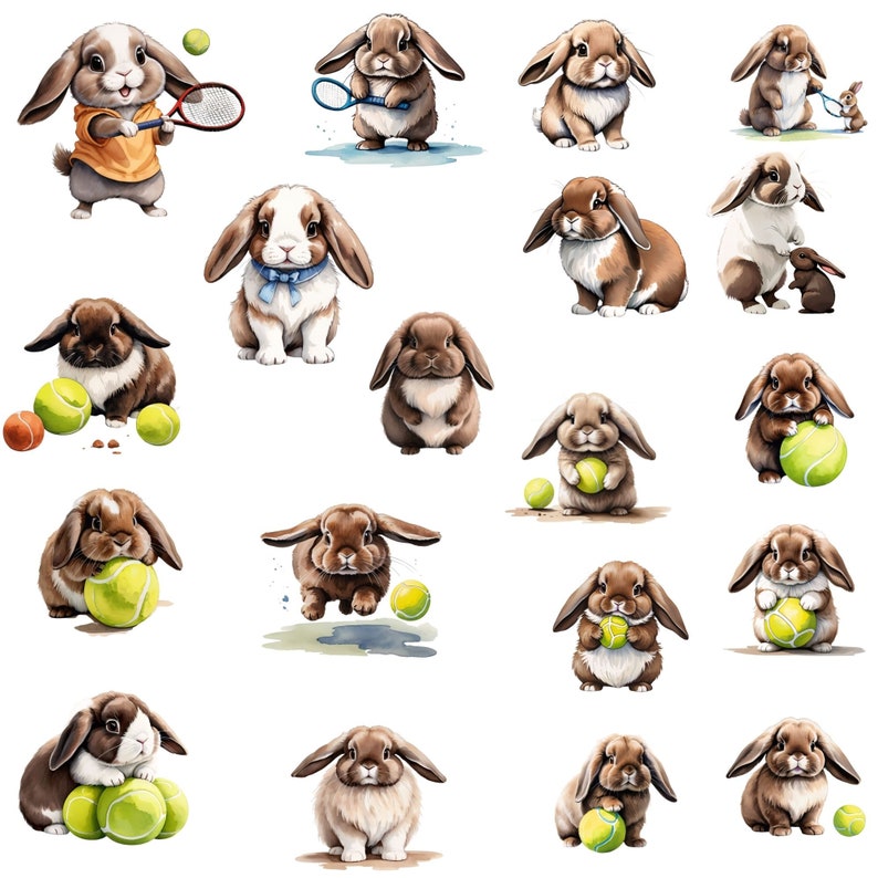 Rabbit Tennis Clipart Collection, Bunny Tennis Clipart, Sport Animal ...