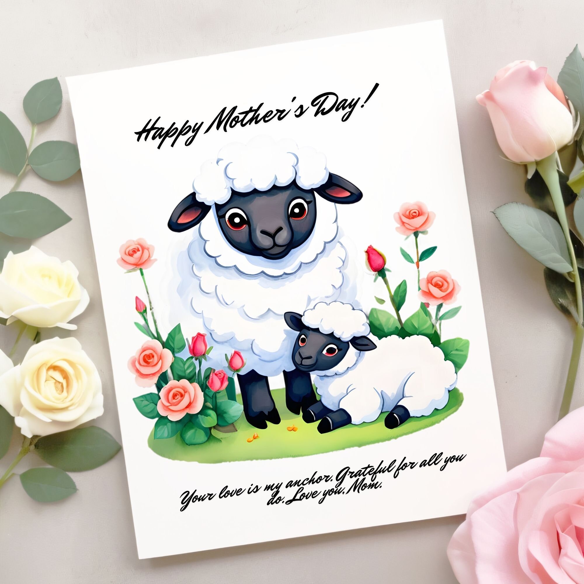 Sheep Mama and Baby Clipart, Sheep Clip Art, Lamb Clip Art, Watercolor ...