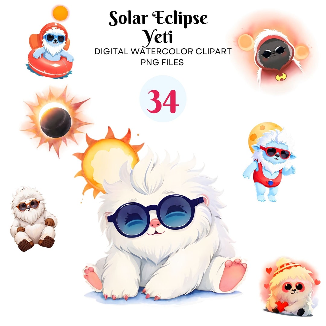 Solar Eclipse Yeti Clipart, Solar Eclipse Clipart, April 8th 2024 ...