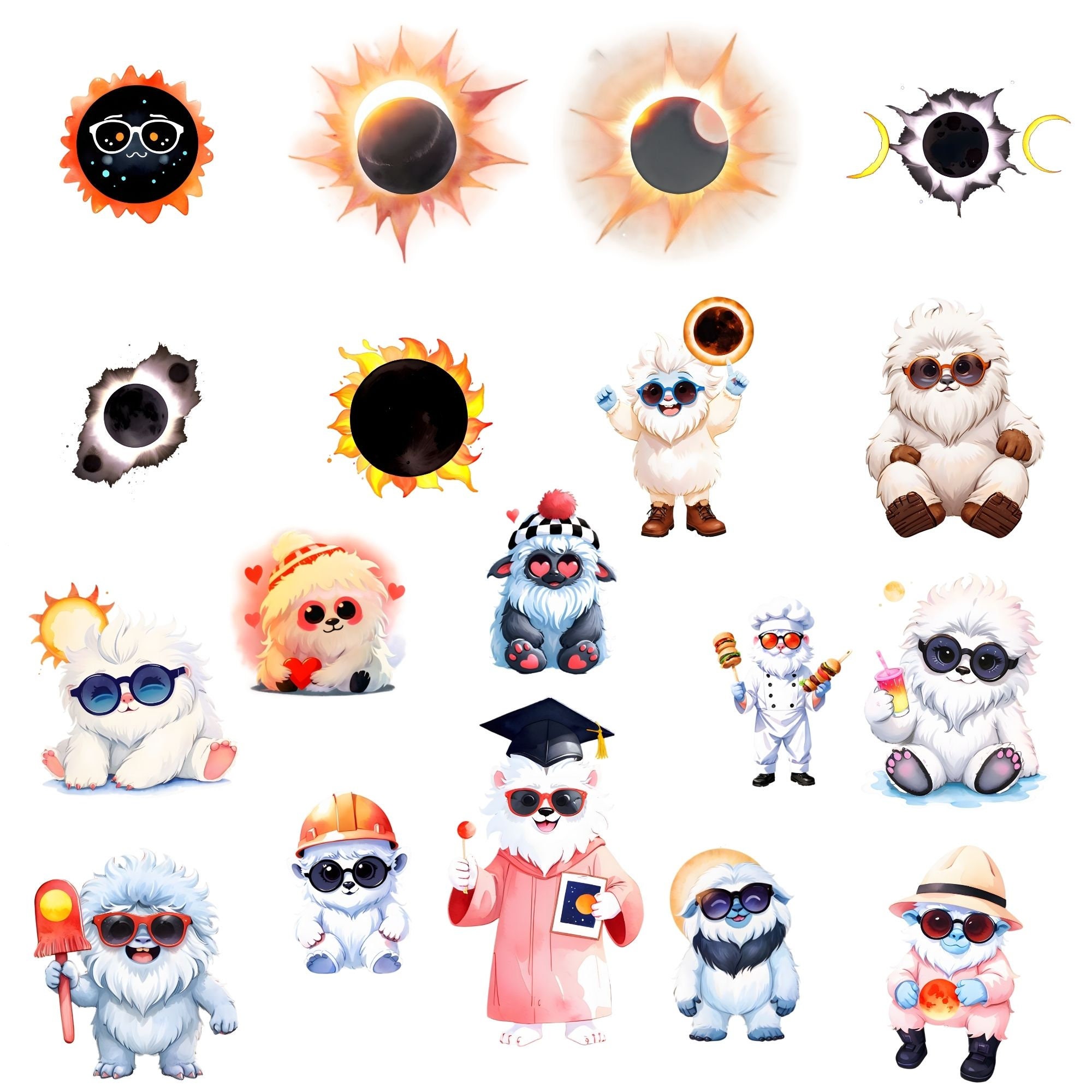 Solar Eclipse Yeti Clipart, Solar Eclipse Clipart, April 8th 2024 ...