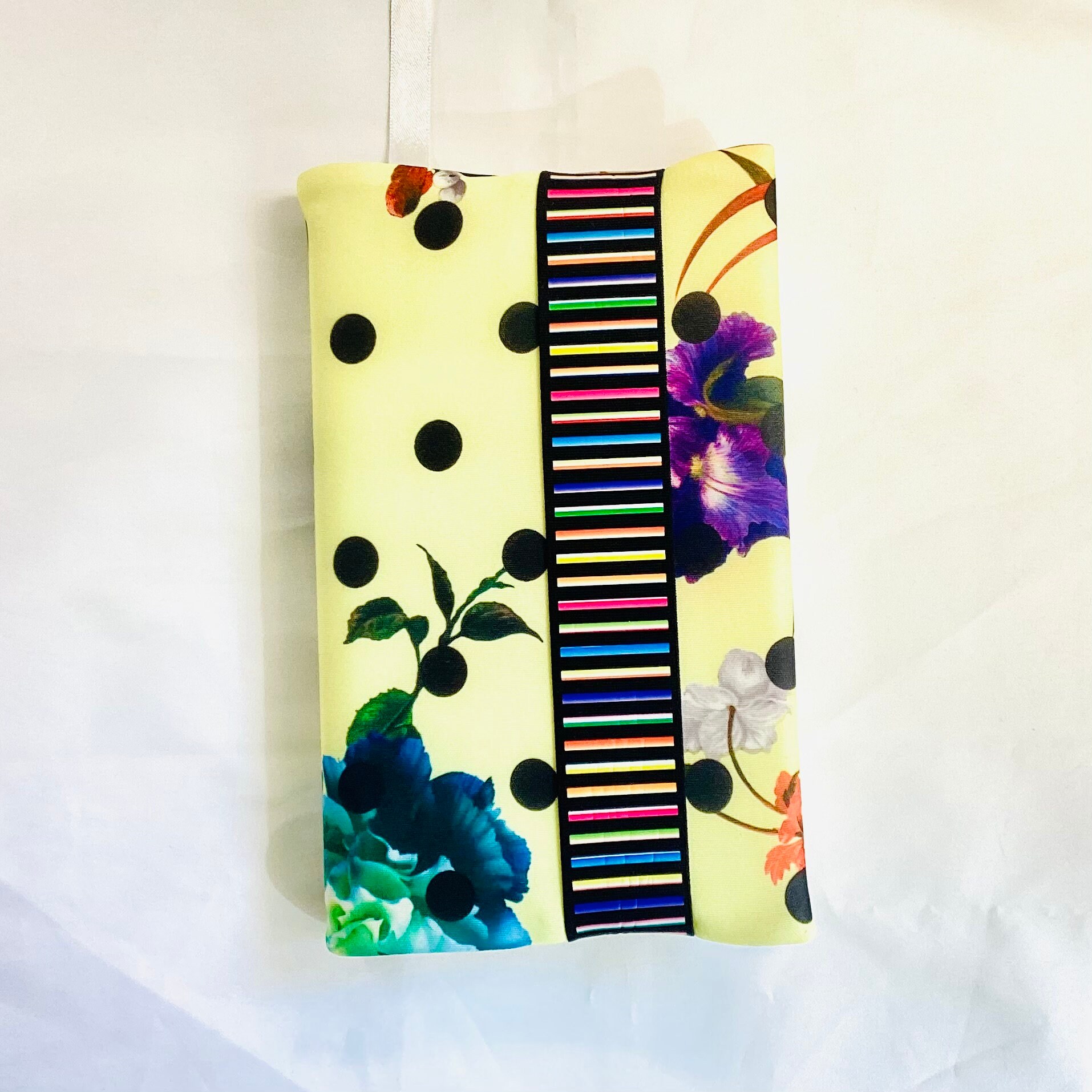 Fabric Book Cover, Miniature Book Cover, Flower Pattern, Yellow Colour ...