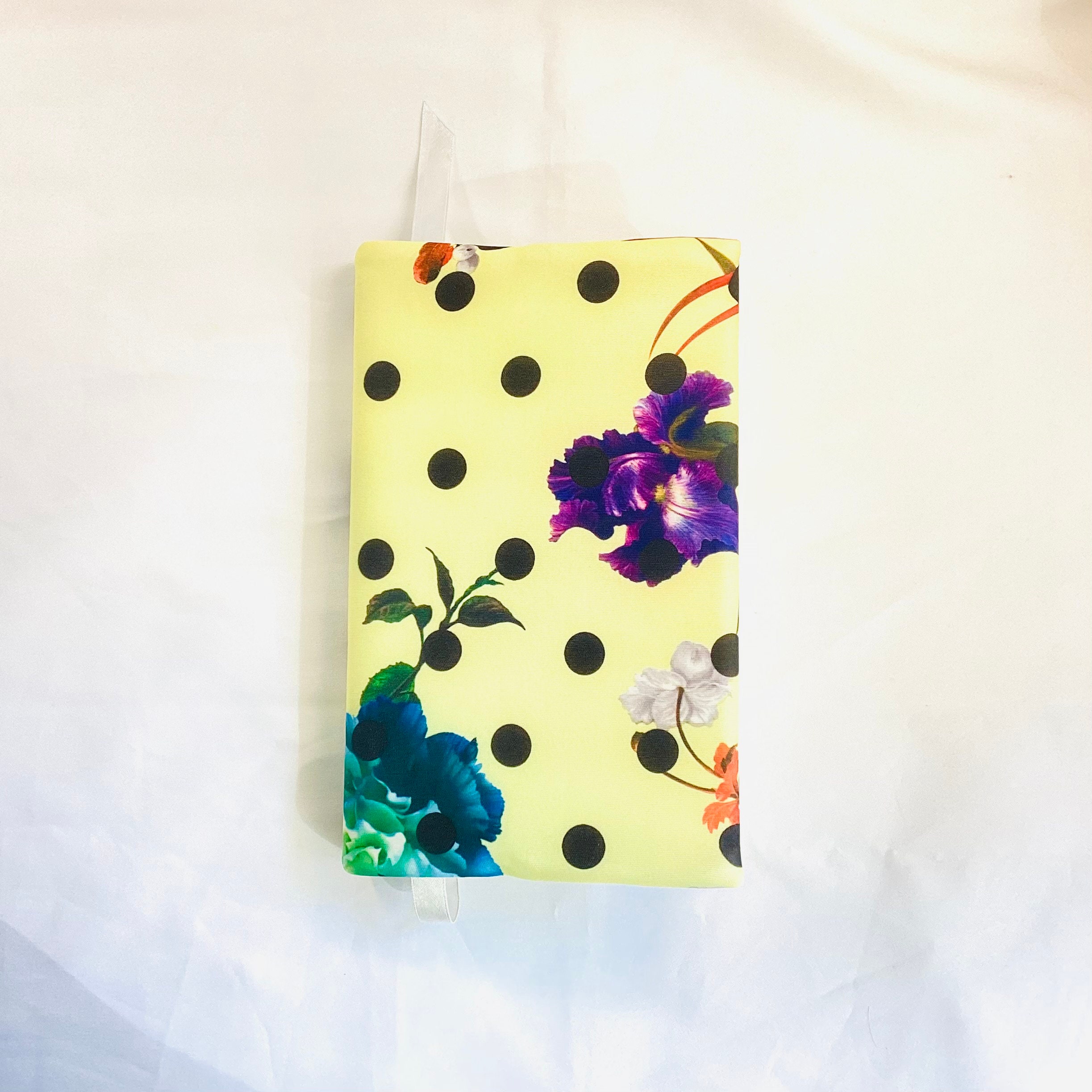Fabric Book Cover, Miniature Book Cover, Flower Pattern, Yellow Colour ...
