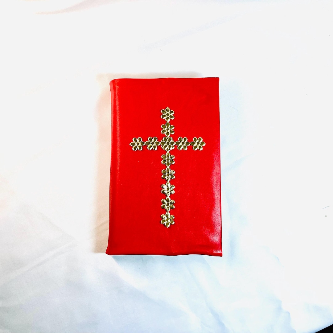 Red Bible Cover,gold Cross,personalized ECO Leather Bible Cover ...