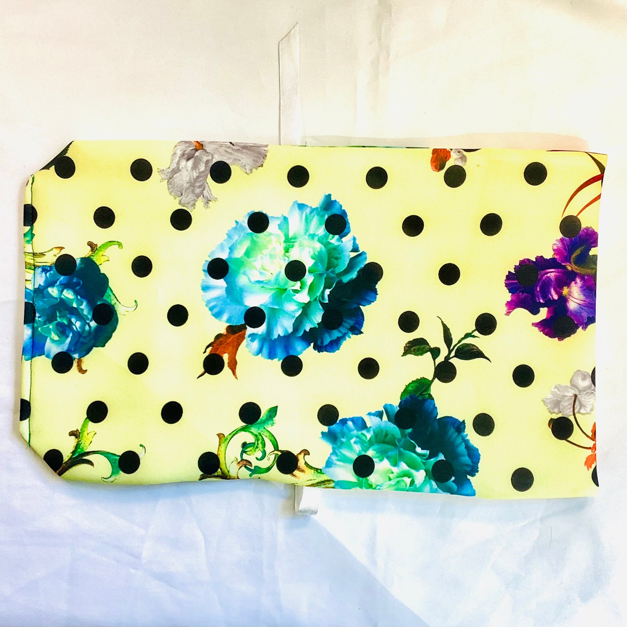 Fabric Book Cover, Miniature Book Cover, Flower Pattern, Yellow Colour ...