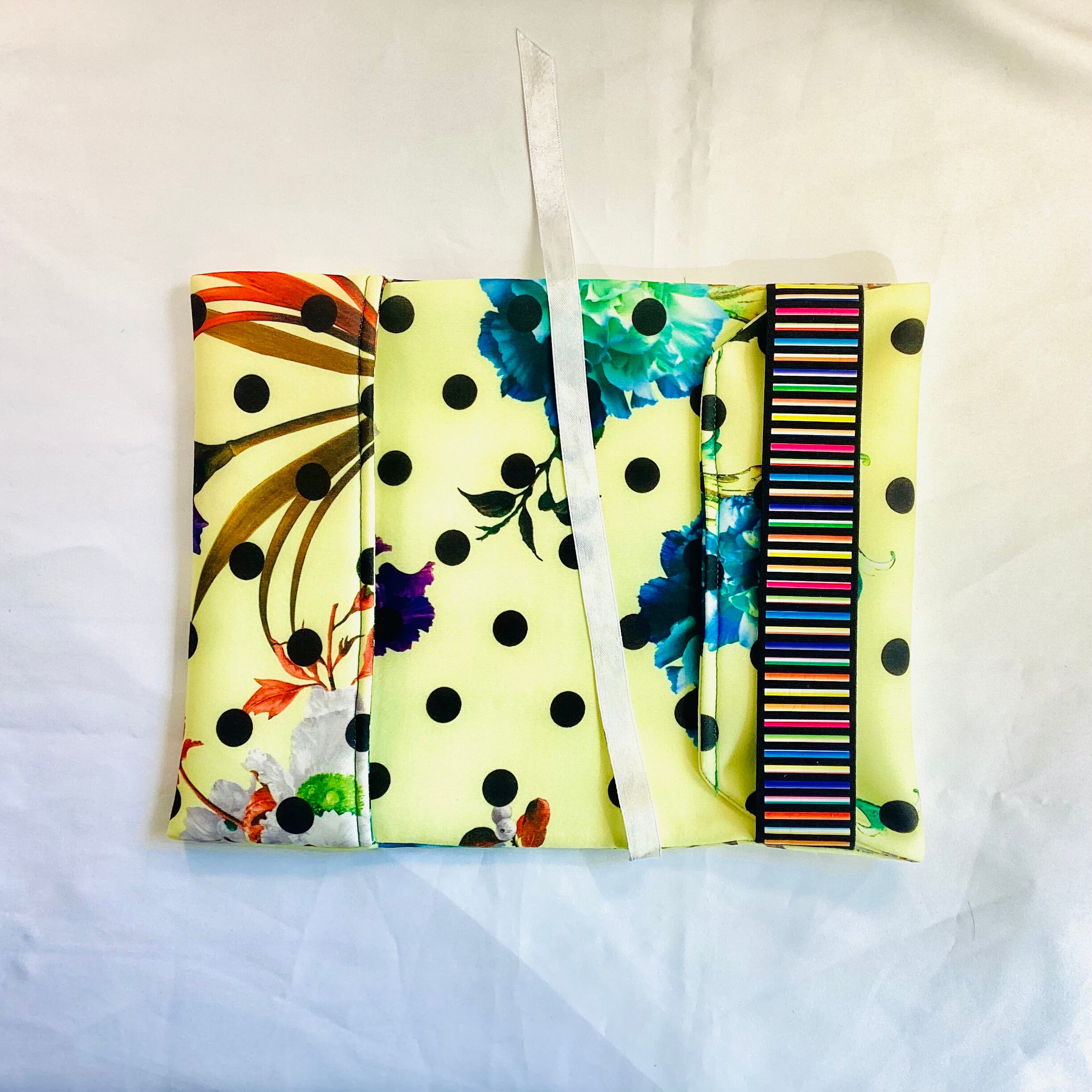 Fabric Book Cover, Miniature Book Cover, Flower Pattern, Yellow Colour ...