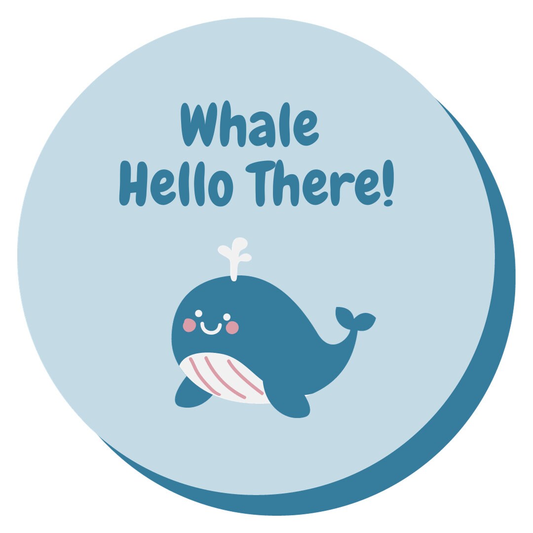 Whale Hello There Animal Sticker - Etsy
