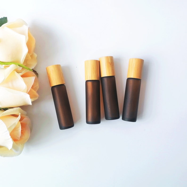 5ml 10ml 15ml Frosted Glass Roller Bottles for Essential Oils, Amber ...
