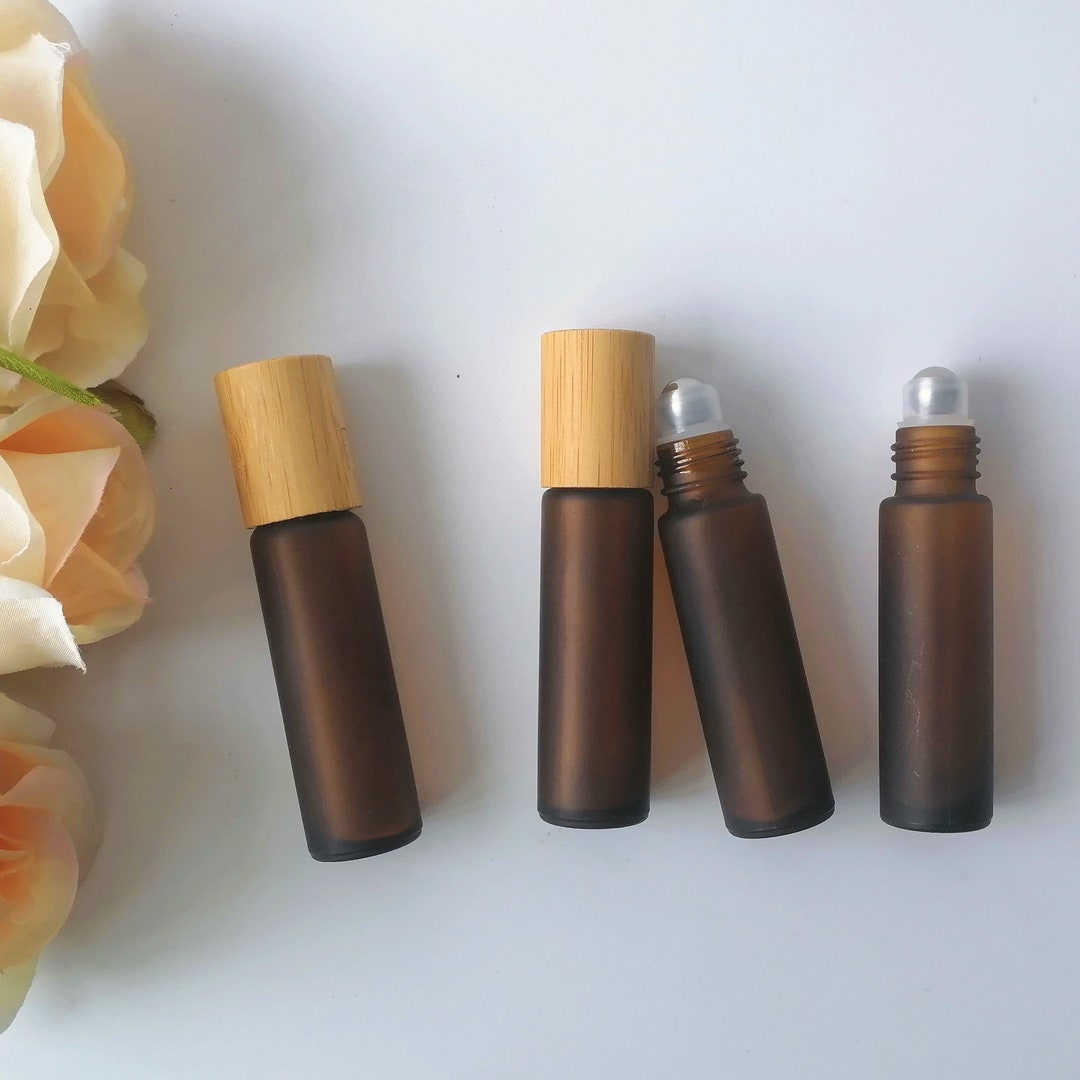 5ml 10ml 15ml Frosted Glass Roller Bottles for Essential Oils, Amber ...